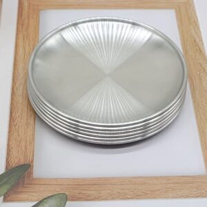 6 Pcs 5.5 Inch Circular Trinket Tray, Gold Stainless Steel, for Serving Trays Towel Storage Dish Plate Tea Fruit Trays Cosmetics Jewelry Plate Decorative Storage Tray (5.5 Inch, Silver)