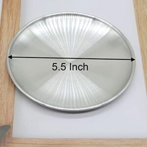 6 Pcs 5.5 Inch Circular Trinket Tray, Gold Stainless Steel, for Serving Trays Towel Storage Dish Plate Tea Fruit Trays Cosmetics Jewelry Plate Decorative Storage Tray (5.5 Inch, Silver)