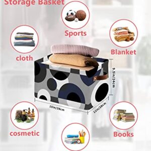 Storage Cubes Organizer with Handles, Modern Circles Storage Bins Fabric Collapsible Storage Baskets for Shelf Closet Nursery Cloth Organizers Box Blue and Gray Geometry 2pcs-15x11x9.5in