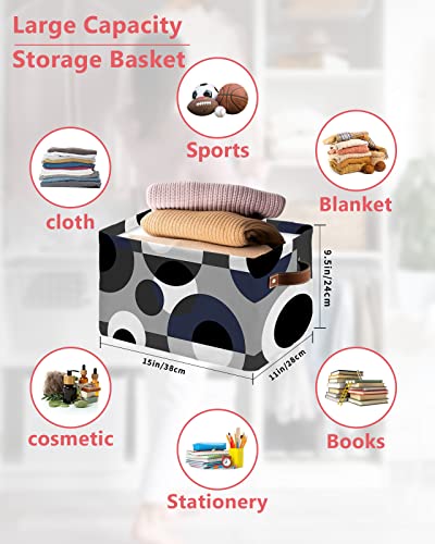 Storage Cubes Organizer with Handles, Modern Circles Storage Bins Fabric Collapsible Storage Baskets for Shelf Closet Nursery Cloth Organizers Box Blue and Gray Geometry 2pcs-15x11x9.5in