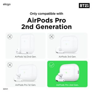 elago l BT21 Case Compatible with AirPods Pro 2nd Generation, Protective Case Cover, Transparent Shockproof, Gel Tape Included, Wireless Charging, Reduce Yellowing [Official Merchandise] [7 Flavors]