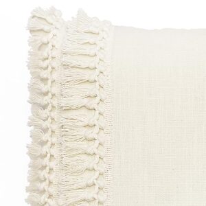 Lush Decor Modern Tassel Decorative Pillow, 20" x 20", Off- White