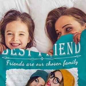 Lcyawer Custom Funny Best Friend Blanket with Photos, Personalized Bestie Blanket Gifts for Women, Birthday Gifts for Female Friends, Unique Long Distance Friendship Presents