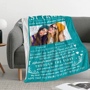 Lcyawer Custom Funny Best Friend Blanket with Photos, Personalized Bestie Blanket Gifts for Women, Birthday Gifts for Female Friends, Unique Long Distance Friendship Presents