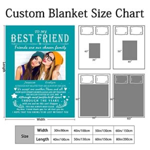 Lcyawer Custom Funny Best Friend Blanket with Photos, Personalized Bestie Blanket Gifts for Women, Birthday Gifts for Female Friends, Unique Long Distance Friendship Presents