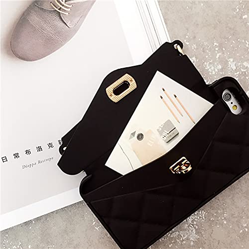 Yatchen for iPhone 14 Wallet Case ,Crossbody Phone Case with Lanyard Strap Cute Wallet Case Flip Folio Credit Card Holder Soft Silicone Girls Lady Handbag Case for iPhone 14 Black