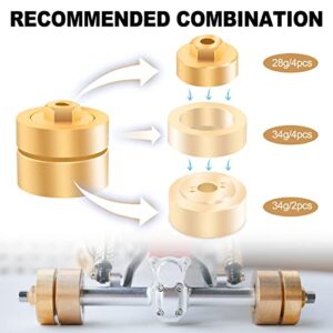 OGRC 4PCS Brass Wheel Weights 28g Wheel Weights with 8mm Hex Extended Adapter for Axial SCX24 C10 Jeep JLU Gladiator Bronco Deadbolt RC Crawler Car - 7g/pc