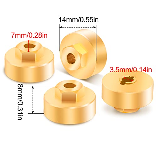 OGRC 4PCS Brass Wheel Weights 28g Wheel Weights with 8mm Hex Extended Adapter for Axial SCX24 C10 Jeep JLU Gladiator Bronco Deadbolt RC Crawler Car - 7g/pc