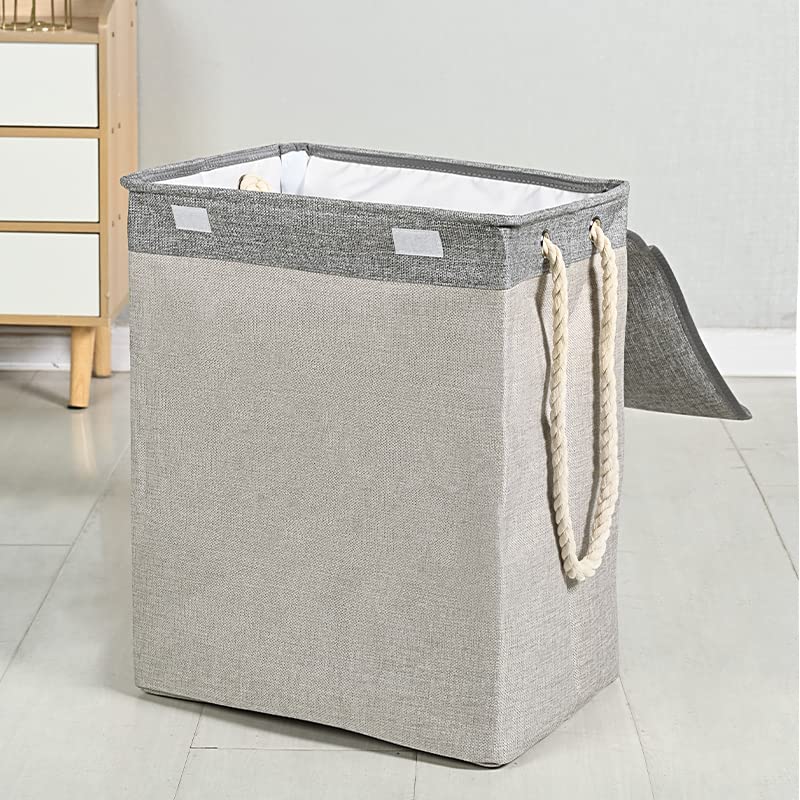 65l Large Laundry Hamper With Lid，Laundry Basket With Lid，Kids Laundry Hamper With Lid，Rope Basket，Hampers For Bedroom，Bathroom Laundry Hamper，Laundry Organizer，Dirty Clothes Basket，Grey (grey)