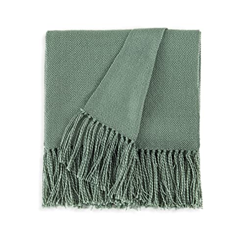 CozeCube Sage Green Throw Blanket for Couch, Boho Throw Blanket with Fringe Tassel, Light Fall Throw Blanket for Bed, Living Room Outdoor, Gift, Sage Green, 50"x60"