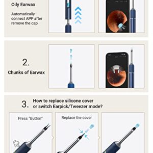 BEBIRD Note5 AuriCare Ear Wax Removal Tool with Ear Camera, Ear Cleaner with Ear Pick &Tweezers Mode,1000W Ear Scope,Universal Gyroscope for Earwax Removal, Ear Wax Removal Kit Include 6pcs Ear Scoop