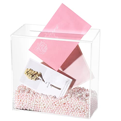 Acrylic Card Box with Slot, Clear Envelope Gift Box for Wedding Bridal Shower Party