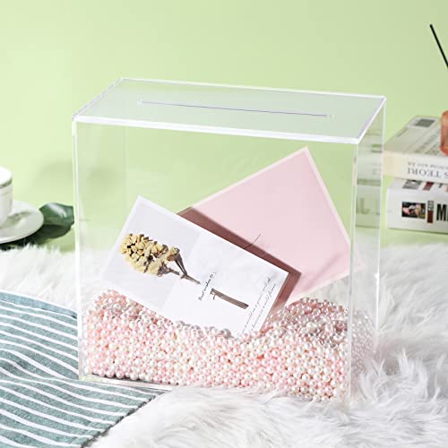 Acrylic Card Box with Slot, Clear Envelope Gift Box for Wedding Bridal Shower Party