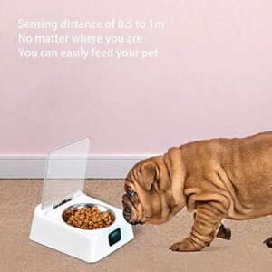 Automatic Pet Feeder, 350ml Induction Lid Opening Smart Dog Cat Bowl Prevent Food Pollution Pet Food Dispenser, 0.5 to 1M Sensing Distance Automatic Watering Bowl for Small Medium Pet