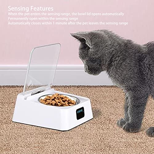 Automatic Pet Feeder, 350ml Induction Lid Opening Smart Dog Cat Bowl Prevent Food Pollution Pet Food Dispenser, 0.5 to 1M Sensing Distance Automatic Watering Bowl for Small Medium Pet