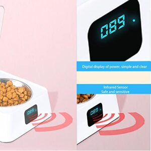 Automatic Pet Feeder, 350ml Induction Lid Opening Smart Dog Cat Bowl Prevent Food Pollution Pet Food Dispenser, 0.5 to 1M Sensing Distance Automatic Watering Bowl for Small Medium Pet