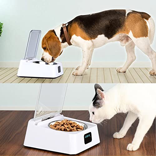 Automatic Pet Feeder, 350ml Induction Lid Opening Smart Dog Cat Bowl Prevent Food Pollution Pet Food Dispenser, 0.5 to 1M Sensing Distance Automatic Watering Bowl for Small Medium Pet