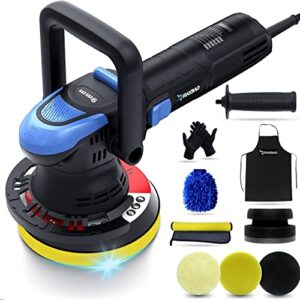 raybao polisher novice friendly, 6inch car buffer polisher 6 speeds & 2000-6400opm dual action orbital polisher more secure for car detailing, random polisher kit for car polishing waxing