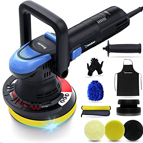 RAYBAO Polisher Novice Friendly, 6inch Car Buffer Polisher 6 Speeds & 2000-6400OPM Dual Action Orbital Polisher More Secure for Car Detailing, Random Polisher Kit for Car Polishing Waxing