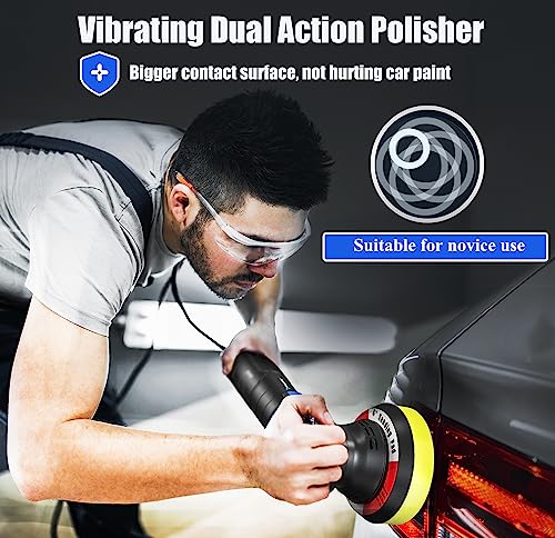 RAYBAO Polisher Novice Friendly, 6inch Car Buffer Polisher 6 Speeds & 2000-6400OPM Dual Action Orbital Polisher More Secure for Car Detailing, Random Polisher Kit for Car Polishing Waxing