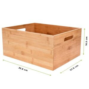 Prosumer's Choice Bamboo Storage Box - Bamboo Box Storage for Kitchen, Living Room, Bathroom, Office - Arts & Crafts Container Caddy Basket - Home Decor & Organization Accessories 14"L x 11"W x 6"H