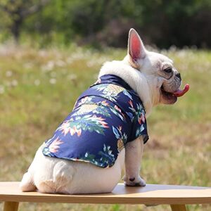 Pet Summer T Shirts Hawaii Style Floral Dog Shirt Hawaiian Printed Pet T Shirts Breathable Cool Clothes Beach Seaside Puppy Shirt Dog Sweaters for Small Dogs Boy Under 10