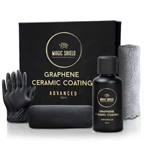 magic shield graphene ceramic coating advance- advanced nano-technology | 5+ year guarantee | anti-scratch | high gloss | superior hydrophobicity | ideal for motorcycle, marine, and rv | (50ml)