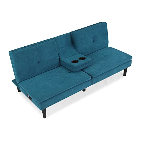 LifeStyle Solutions Parsons Convertible Sofa, Teal