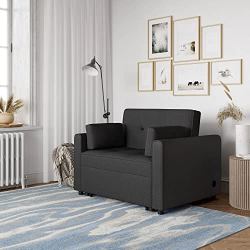 LifeStyle Solutions Convertible Sofa, Charcoal