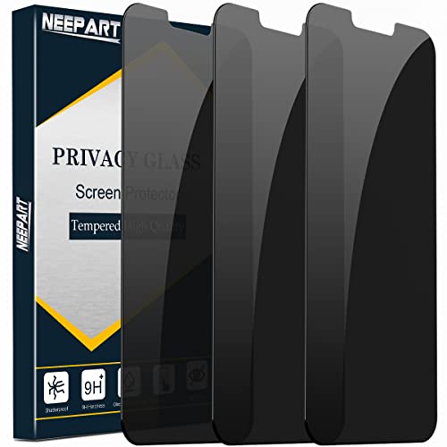 NEEPART 3 Pack Privacy Screen Protector for iPhone 14/ iPhone 13/ iPhone 13 Pro [6.1 Inch], Anti Spy Private Tempered Glass Film, 9H Hardness Surface, Anti-Scratch, Case Friendly, Bubble Free