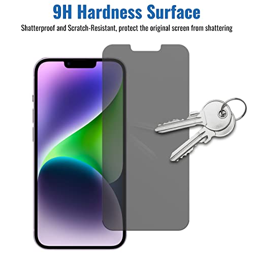 NEEPART 3 Pack Privacy Screen Protector for iPhone 14/ iPhone 13/ iPhone 13 Pro [6.1 Inch], Anti Spy Private Tempered Glass Film, 9H Hardness Surface, Anti-Scratch, Case Friendly, Bubble Free