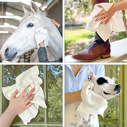 StripHair Horse Bundle 3pc Gentle Groomer 6-in-1 Shed Groom Massage, Bag O' Bamboo Reusable Cloths 2 sizes, Storage Pouch