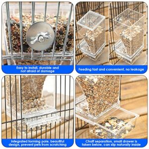 2PCS Bird Feeder for Cage with 3 Bird Toys, Automatic Bird Feeder, Transparent Parakeet Food Seed Reducing-Waste Container Parrot Foraging Feeder for Small Birds(4Inch x 7.5Inch x 3.5Inch)