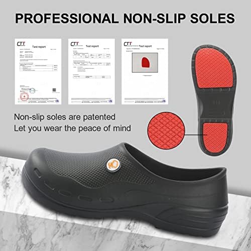 Non Slip Waterproof Clogs Shoes for Men, Zapatos para trabajar en Restaurante de Hombre Standing All Day Comfortable Nurse and Chef Shoes for Men, Men's Oil-Proof Work Shoes for Food Service Black