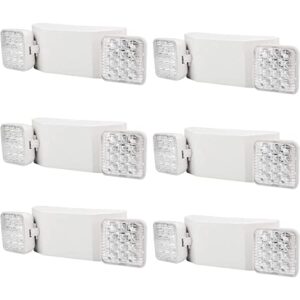 Pendtlit Commercial Emergency Light, UL Certified, White Emergency Light Fixture with 2 LED Square Heads Adjustable & Backup Batteries Exit Lighting（6Pack）