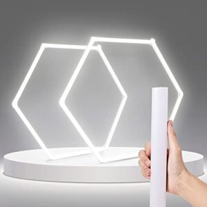 ultra-long 70cm 12-pack hexagonal led garage light: 210w 21600 lumens car detailing shop light, diy splicing ceiling & wall decor lights, for workshop basement gym warehouse gaming room