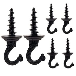 harskiyer 6pcs black ceiling hooks, 3" / 75.5mm ceiling mounted hooks heavy duty swag hook for hanging plants fruit basket wind chimes lamp