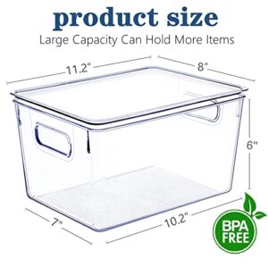 KOKITEA Clear Storage Bins With Lids, 4 Pack Plastic, Stackable Food Storage Organizer Bins For Kitchen Organization, Pantry And Fridge