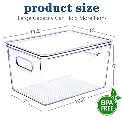 KOKITEA Clear Storage Bins With Lids, 4 Pack Plastic, Stackable Food Storage Organizer Bins For Kitchen Organization, Pantry And Fridge