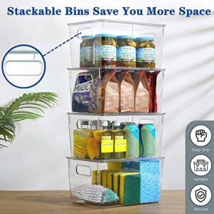 KOKITEA Clear Storage Bins With Lids, 4 Pack Plastic, Stackable Food Storage Organizer Bins For Kitchen Organization, Pantry And Fridge