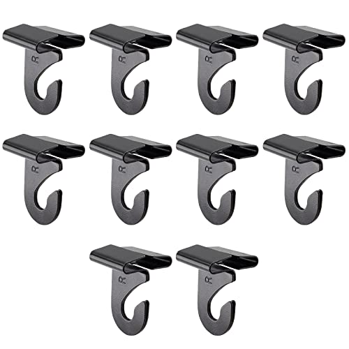 HARSKIYER 10pcs Black T-Bar Track Clip Hooks, Metal Suspended Ceiling Hanger Clips Drop Ceiling Hook for Hanging Plants Classroom Decorations Office Home Stores