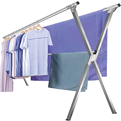 NIUTA 59 inches Drying Rack Clothing, Stainless Steel Clothes Drying Rack Intdoor, Collapsible Drying Rack, X150