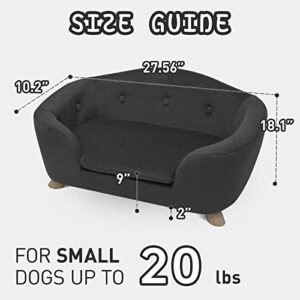 SHAVI Pet Sofa Dog Couch for Small Pet Dog and Cats, Low Back Lounging Bed with Velvet Modern Cat Couch Easy-to-Clean(Deep Grey)