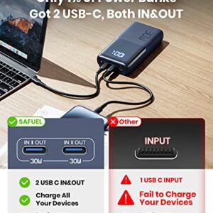 SAFUEL Portable Charger, 20000mAh 30W PD QC Fast Charging Power Bank, Double USB C in & Out Battery Pack for iPhone 14 13 12 11 X 8 Pro Max Mini MacBook iPad Samsung S22 S21 Google LG Tablet, etc.