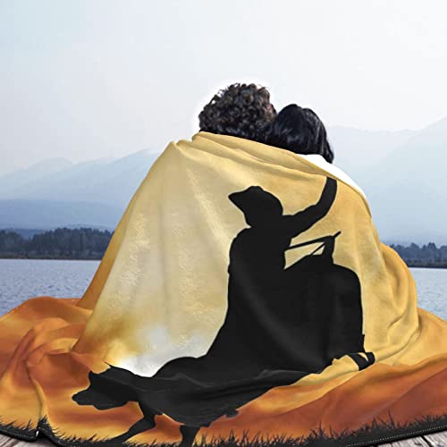 Western Cowboy Bull Rider at Sunset Ultra Soft Fleece Blanket Warm Sofa & Bed Blanket for All Seasons 60"x50"