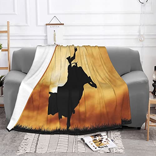 Western Cowboy Bull Rider at Sunset Ultra Soft Fleece Blanket Warm Sofa & Bed Blanket for All Seasons 60"x50"