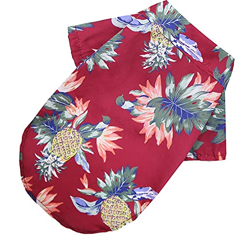 WEISHA Pet Shirt Dog 1PC Summer Beach Clothes Vest Breathable Pet Clothing Floral T-Shirt Hawaiian Small Large Dog Cat Clothes Pet Products(XL,red)