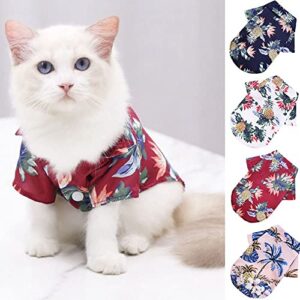 WEISHA Pet Shirt Dog 1PC Summer Beach Clothes Vest Breathable Pet Clothing Floral T-Shirt Hawaiian Small Large Dog Cat Clothes Pet Products(XL,red)