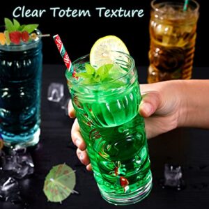 Gusnilo Hurricane Glasses 14oz Tiki Cups Tiki Glasses Clear Cocktail Glasses Crystal Tiki Glasses for Cocktails Tiki Mug Suitable for Families Party and Bars,Modern Barware Drinkware 4PCS