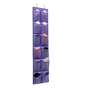 anizer hanging storage organizer over the door shoes organizer kids shoe rack with 12 large fabric pockets for closet shoe holder hanger (purple)